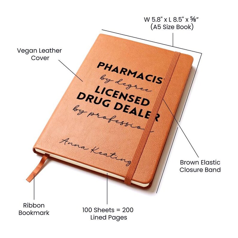 Pharmacist Graduation Gift Funny, Personalized Leather Journal, Pharmd ...