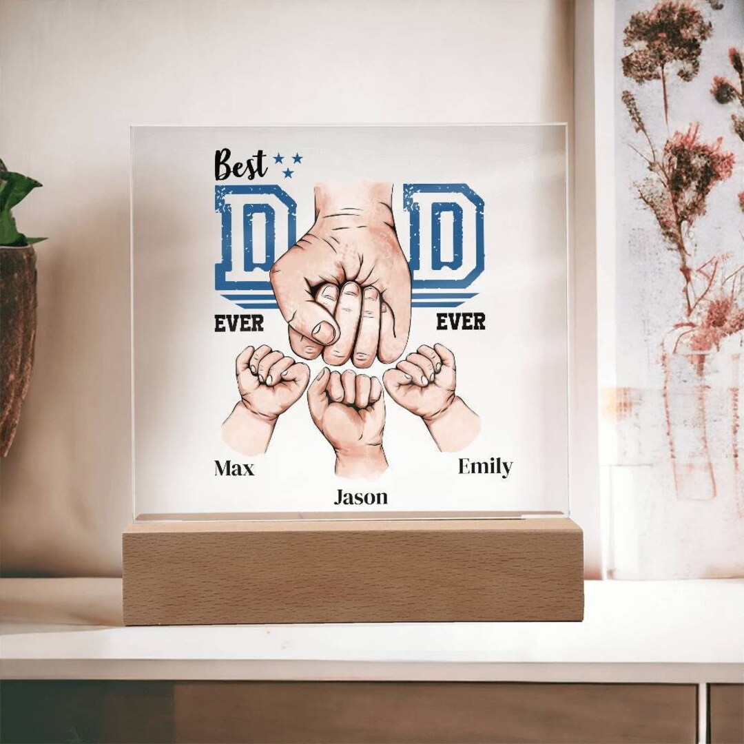 Personalized Dad Plaque, Dad and Kids Fist Bump Gift With Kids Names ...