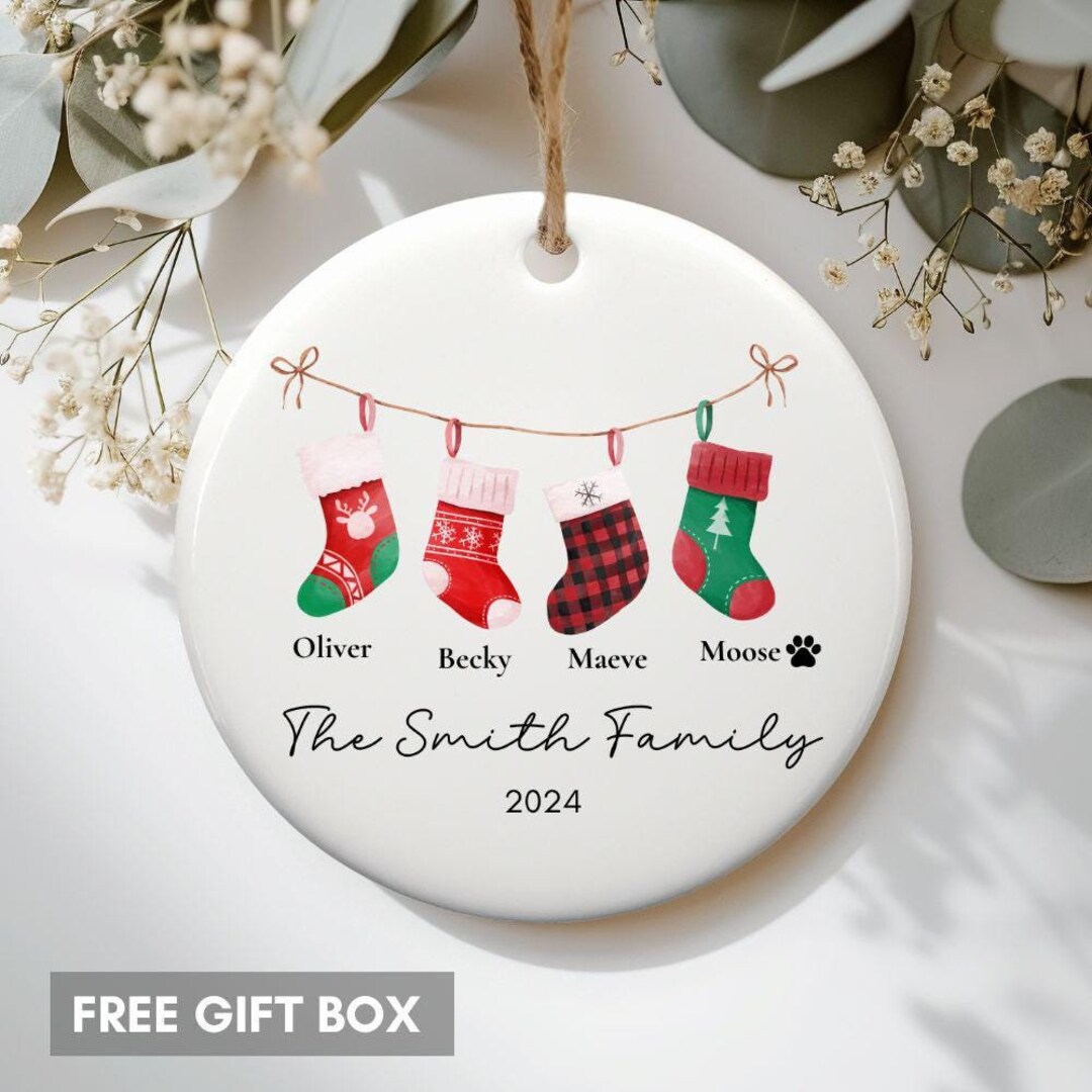 Personalized Family of Four Christmas Ornament, First Christmas as ...
