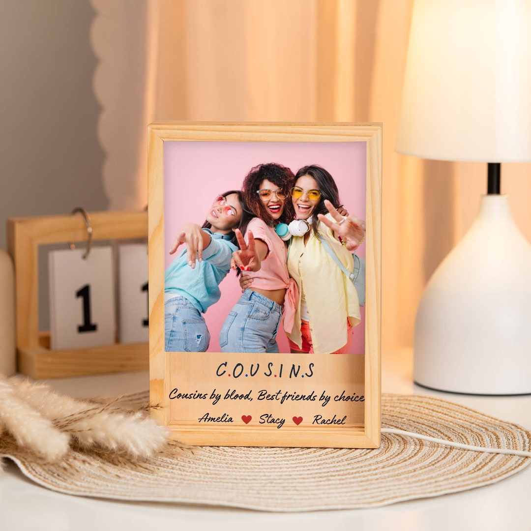 Personalized Cousin Gift Picture Frame Night Light, Photo Gift for ...