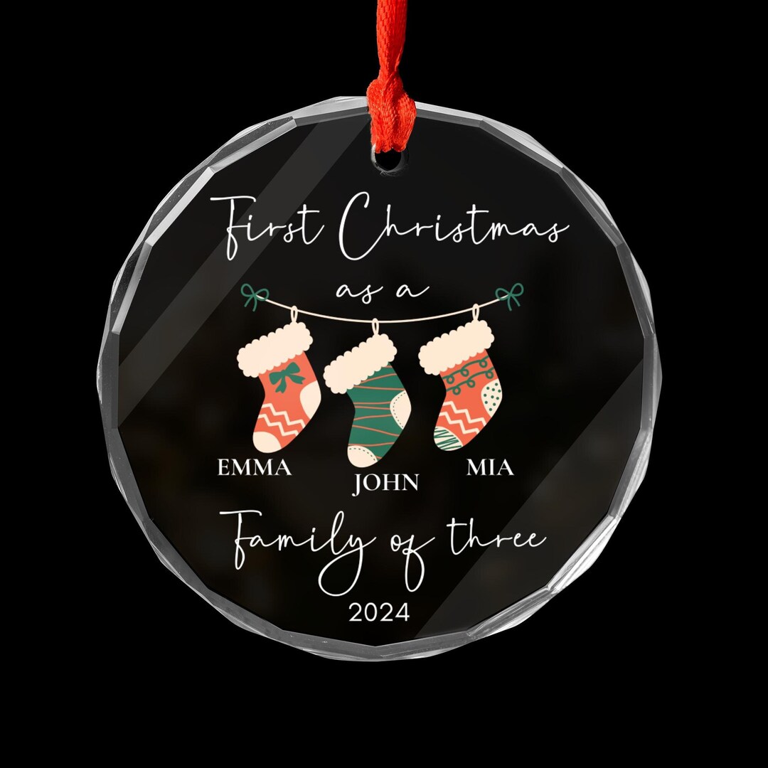 Family of Three Christmas Ornament Glass, Family of 3, Family Ornament ...