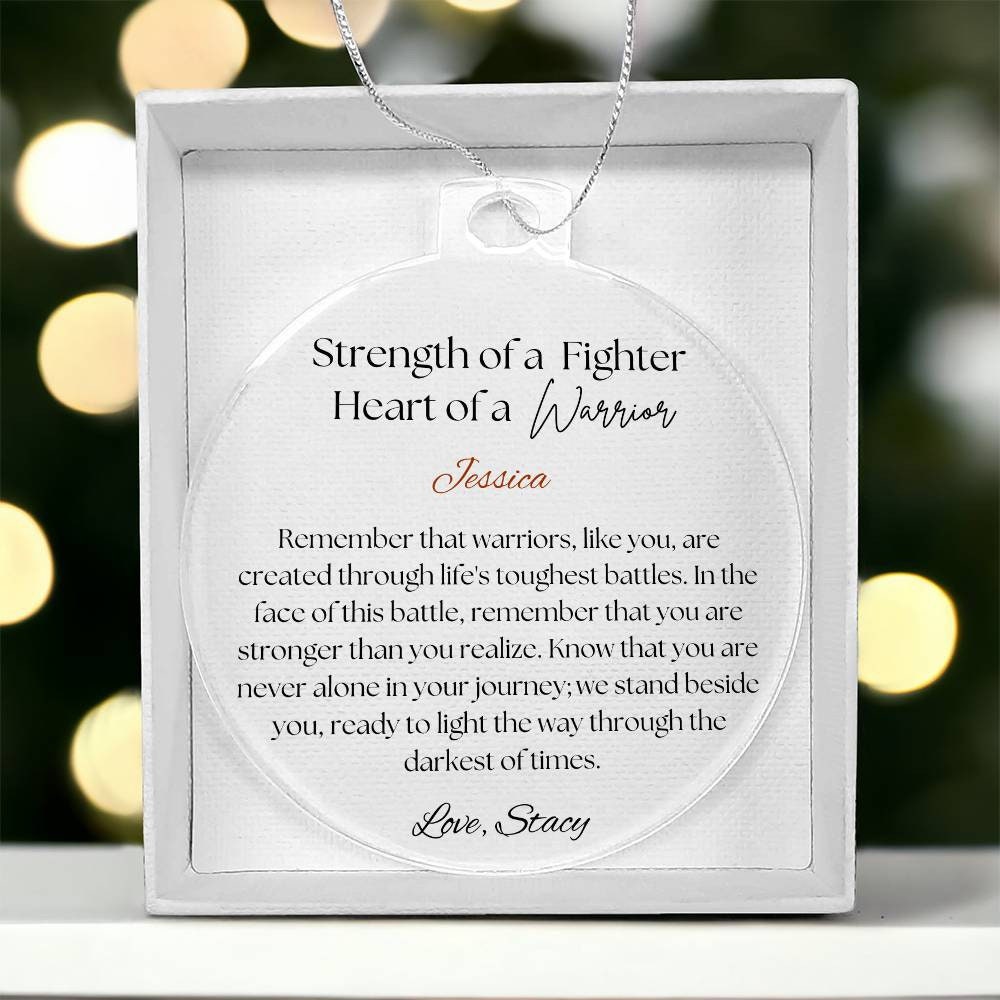 Personalized Warrior Gift Acrylic Christmas Ornament, Gift for Cancer ...