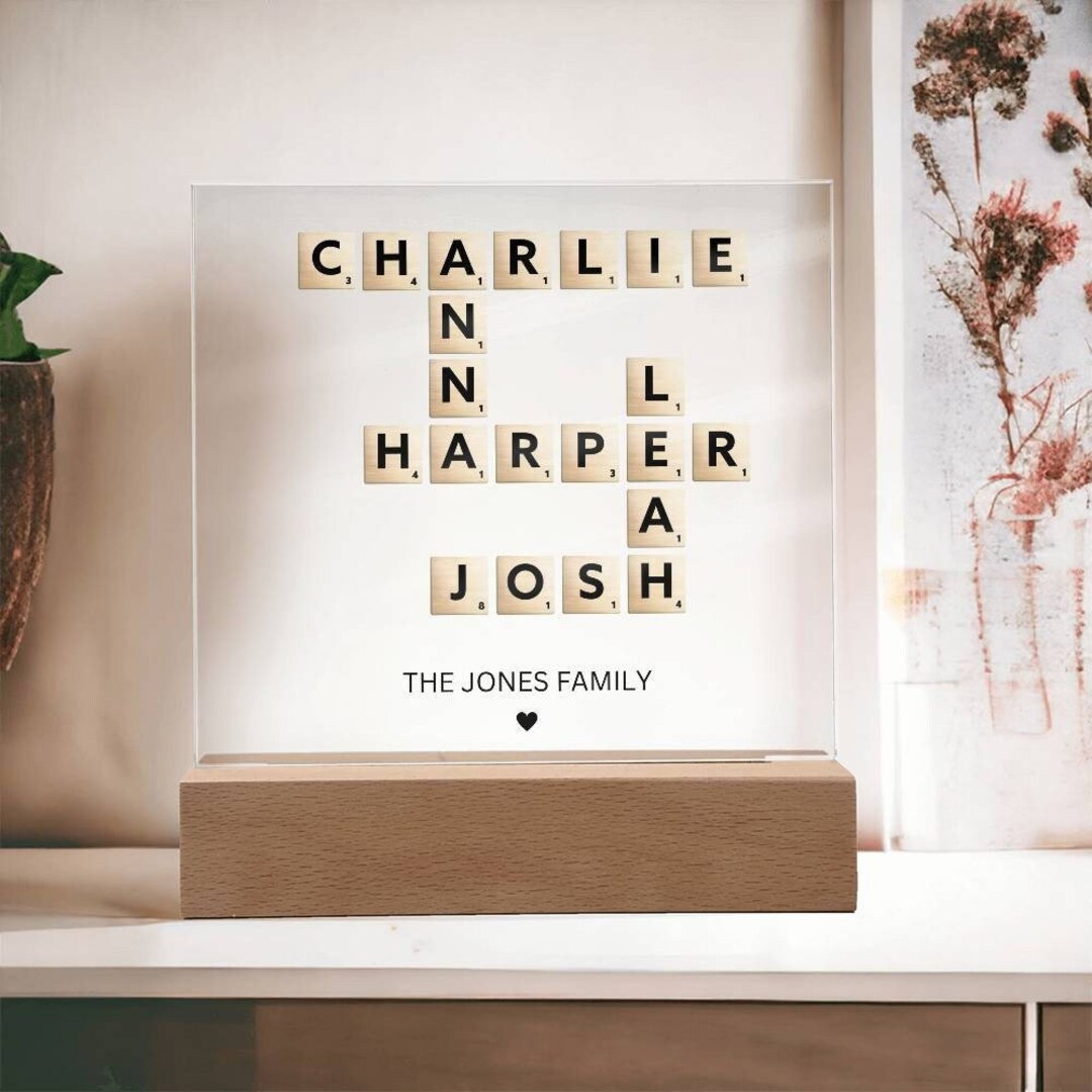 Personalized Family Name Sign, Crossword Scrabble Print, Custom Family ...