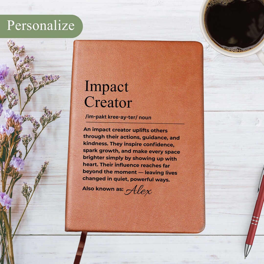 Impact Creator Journal: Personalized Vegan Leather Notebook, Gift for ...