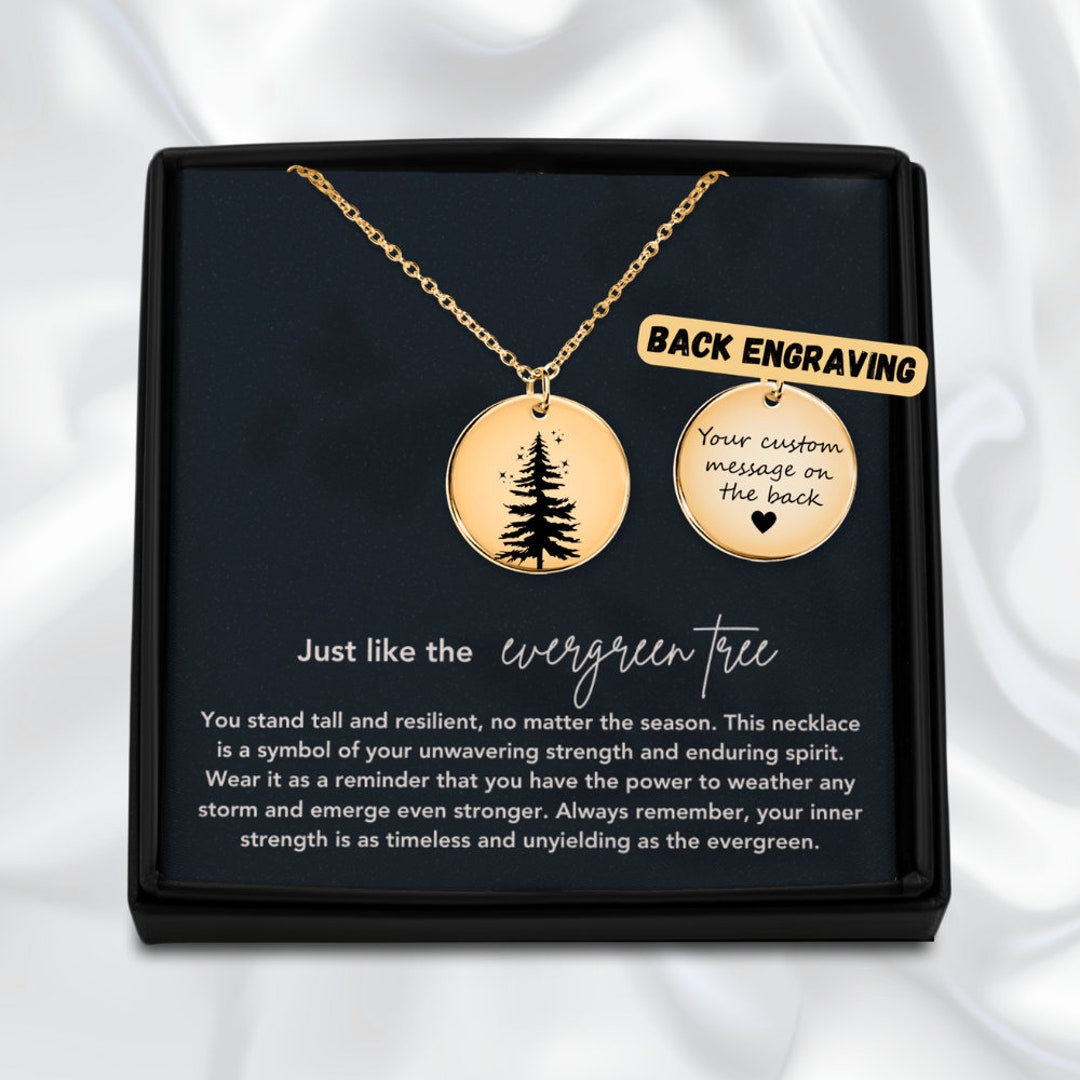 Personalized Evergreen Tree Necklace, Strength Gift, Encouragement Gift ...