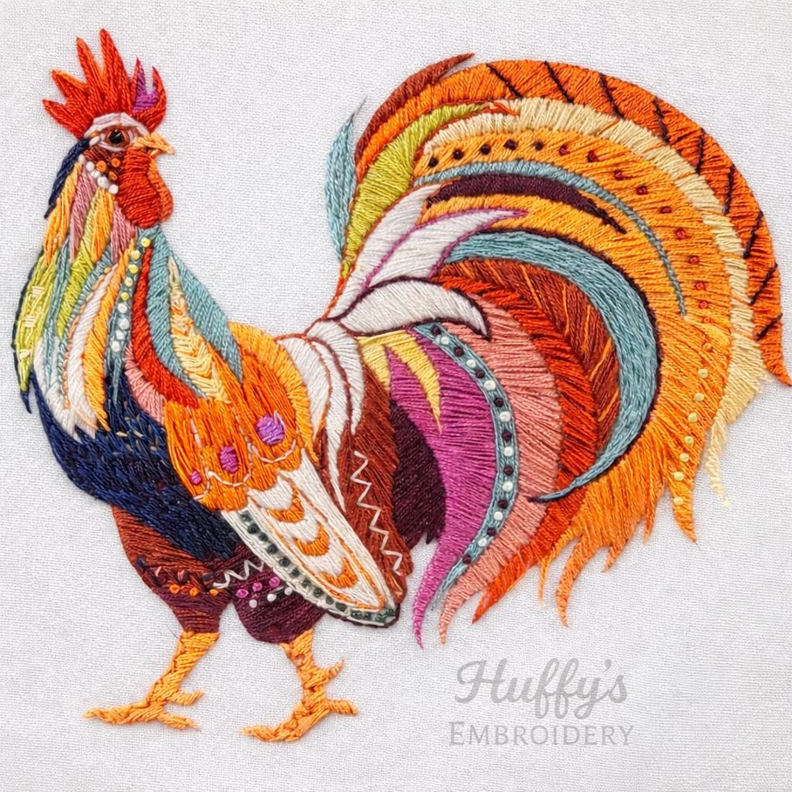 Decorative Rooster Hand Embroidery Pattern PDF | Folk Chicken ...