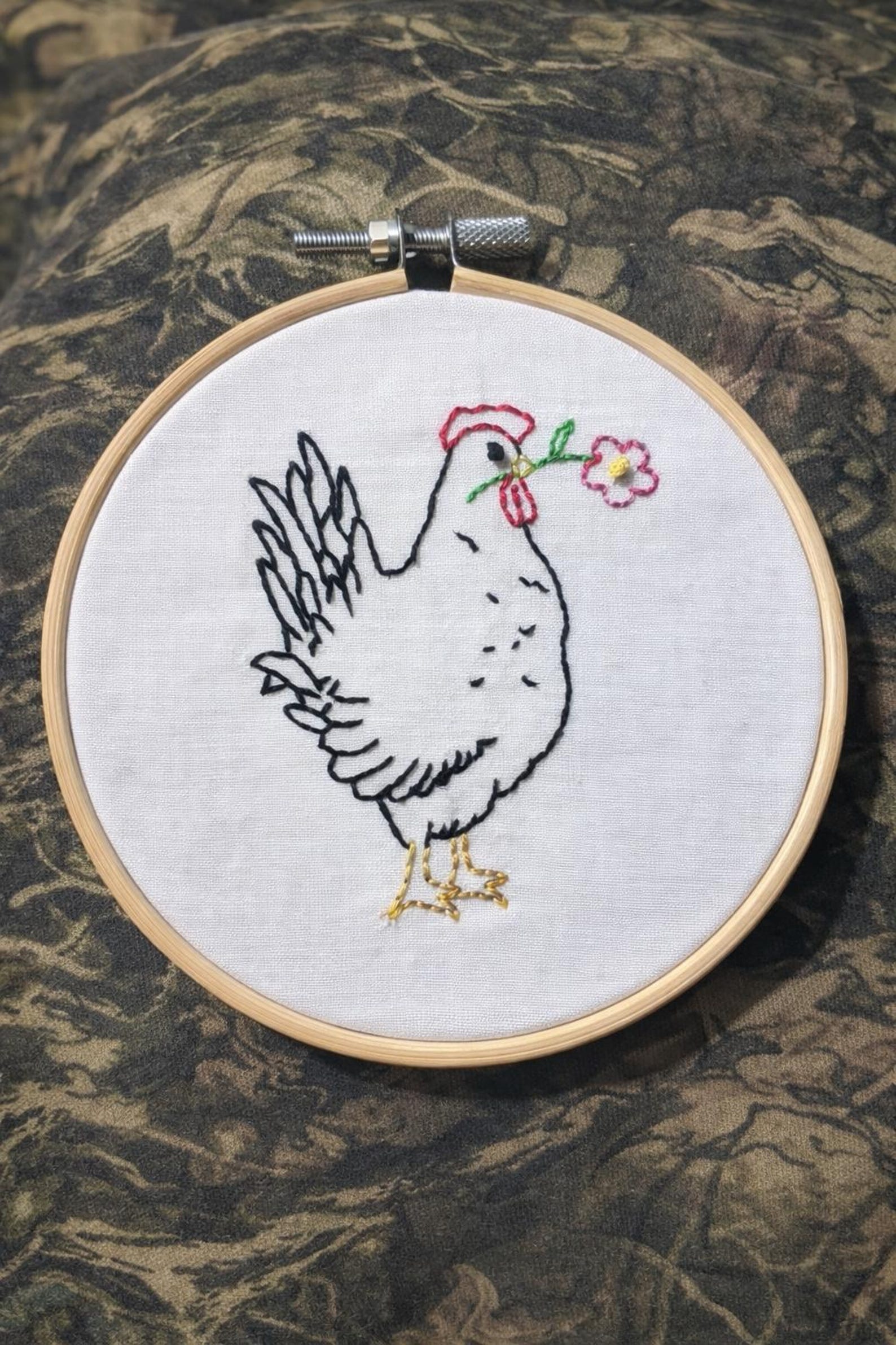 Chicken Flower Embroidery Pattern | Farmhouse Beginner Traceable PDF - Etsy