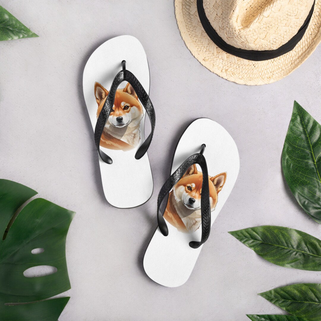 Shiba Inu Flip Flops Perfect for Dog Lovers, Cute Canine-themed Sandals ...
