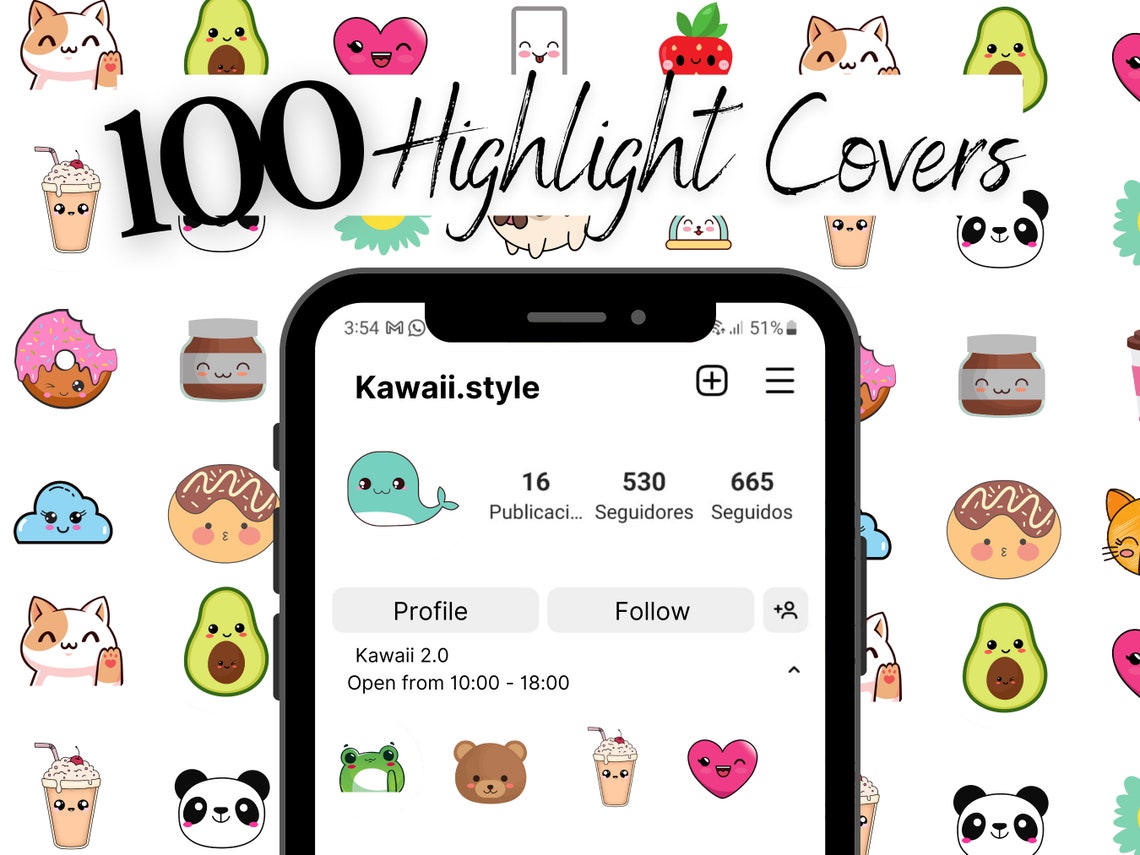 100 Kawaii Instagram Highlight Covers, Cute Instagram Stories Icons ...