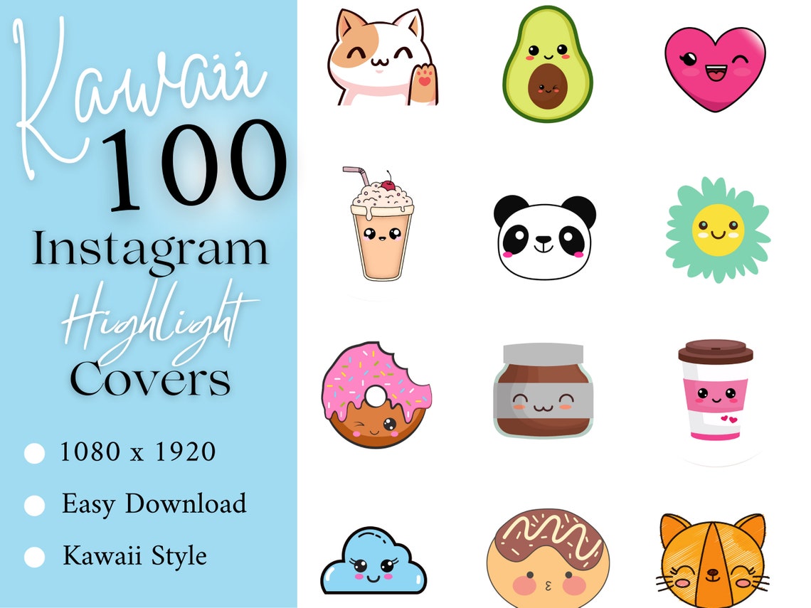 100 Kawaii Instagram Highlight Covers Cute Instagram Stories - Etsy