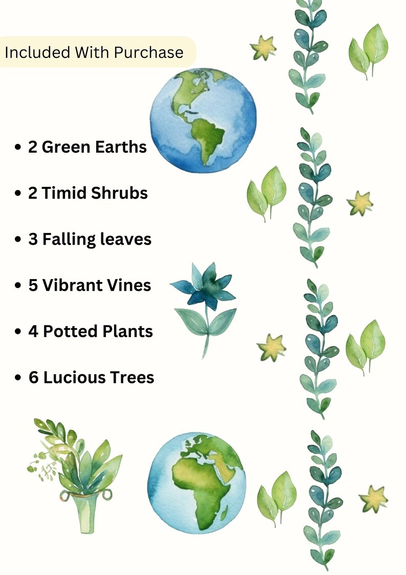 Earth Day Watercolor Clip Art Pack - Earths, Trees, Plants & More (22 ...