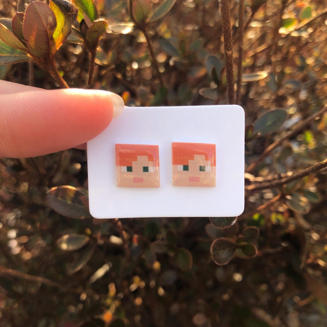 Minecraft Alex | Stud Earrings | Diamond | Jewelry | Gift - Etsy