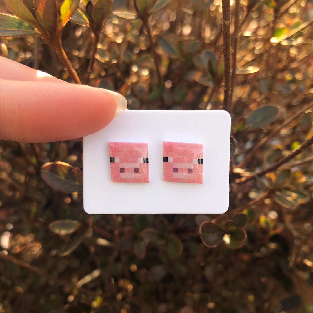 Minecraft Pig | Stud Earrings | Diamond | Jewelry | Gift - Etsy