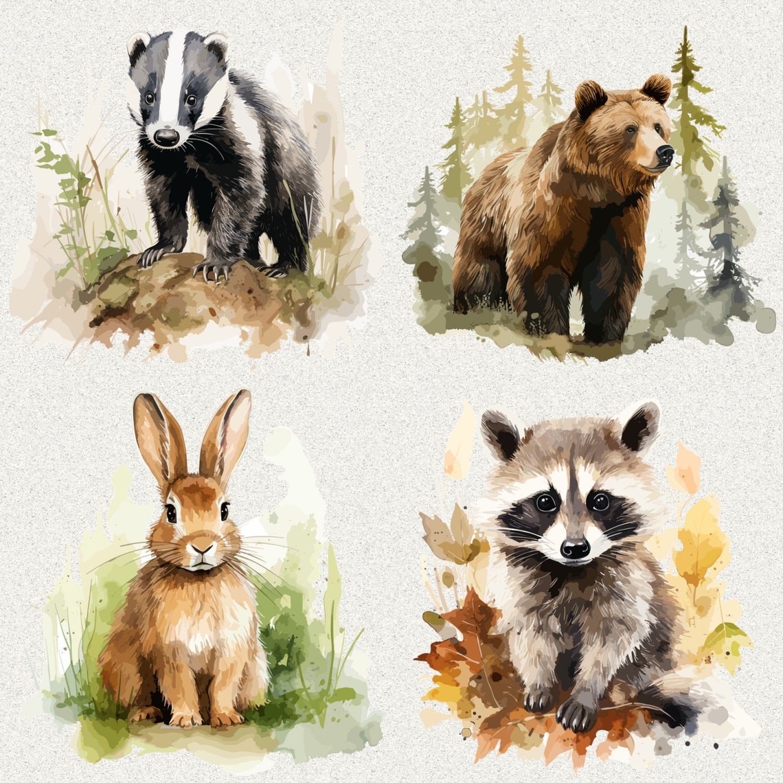 Woodland Animals Clip Art Bundle Forrest Animals Clip Art Watercolor ...