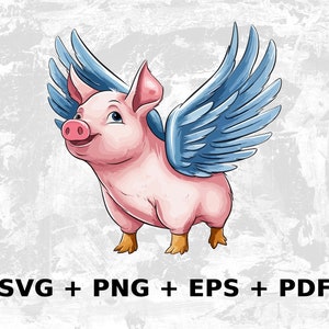 Cartoon Flying Pig Svg Png Eps, Commercial Use Clipart Vector Graphics ...