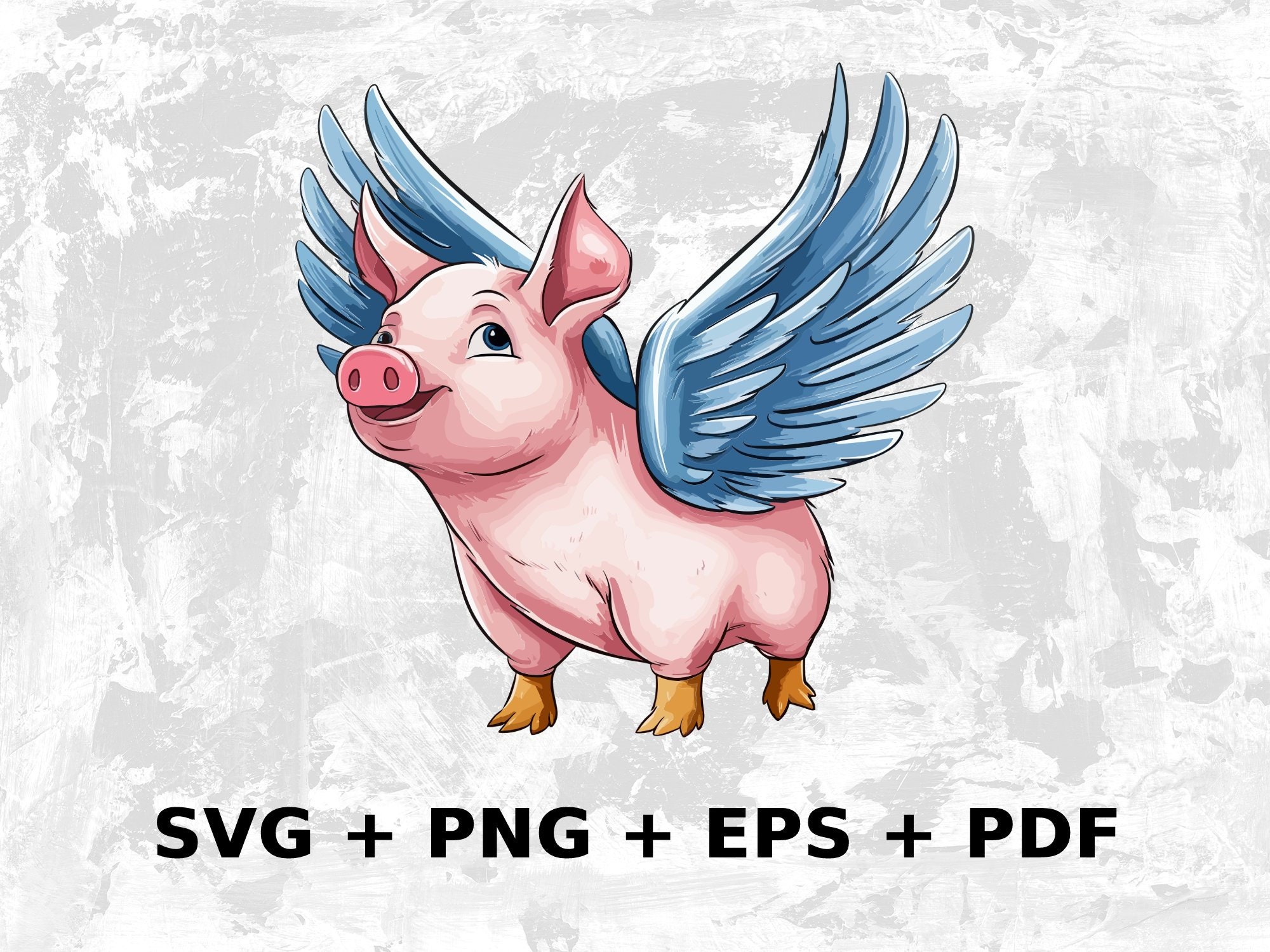 Cartoon Flying Pig Svg Png Eps, Commercial Use Clipart Vector Graphics ...