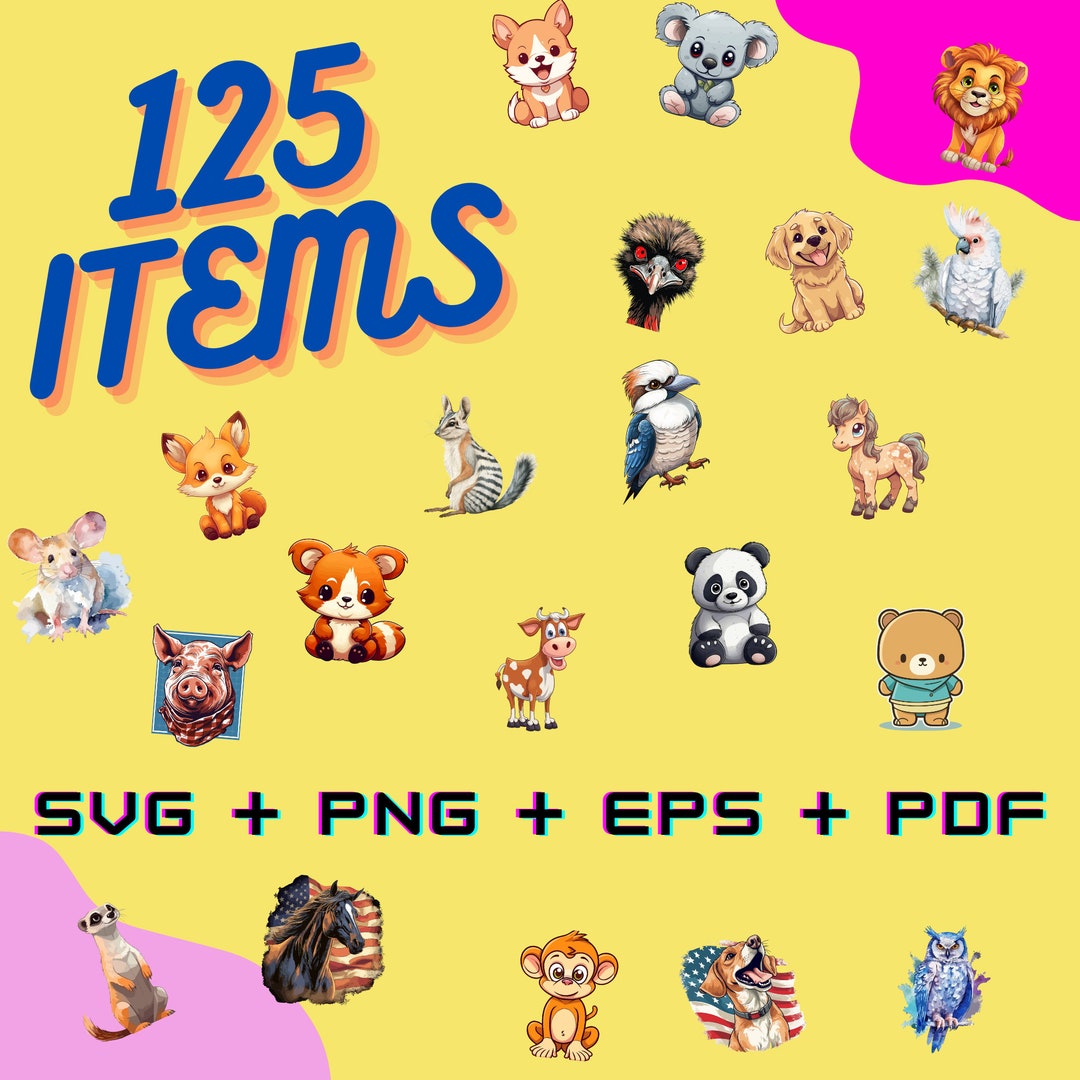 Animal Clip Art Bundle for Commercial Use Vector Graphics for Wall ...