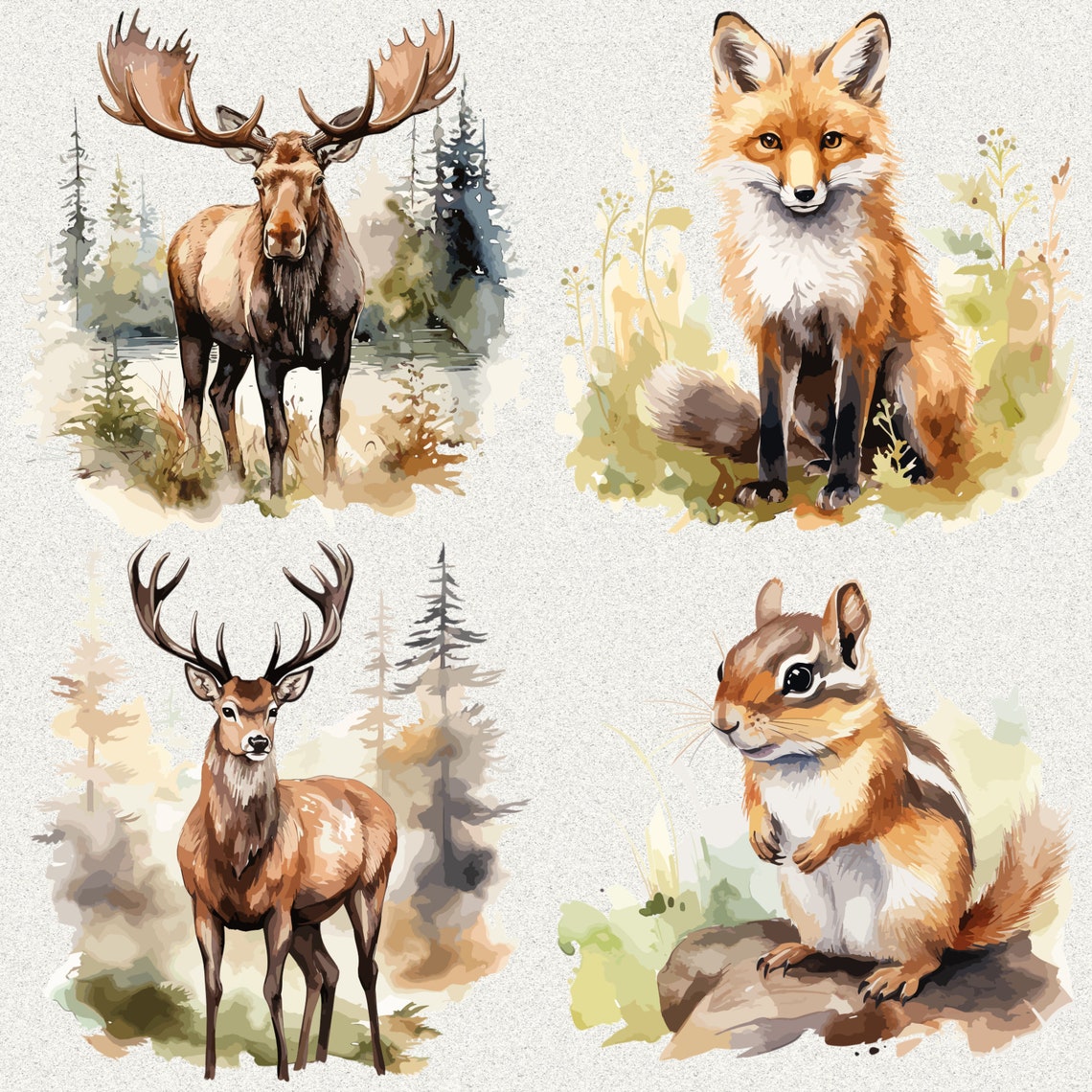 Woodland Animals Clip Art Bundle Forrest Animals Clip Art Watercolor ...
