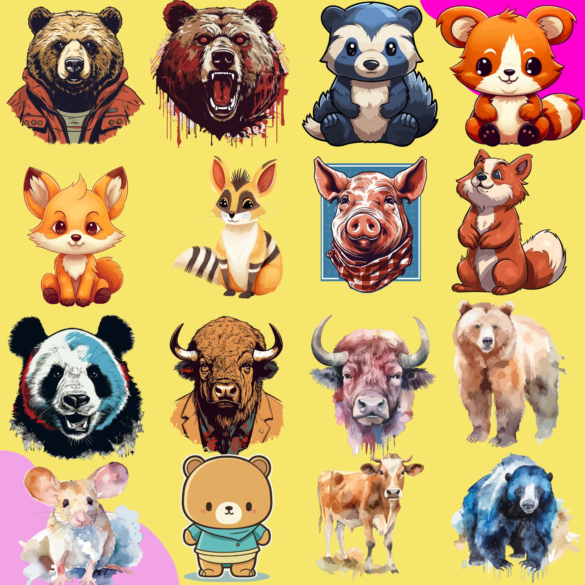 Animal Clip Art Bundle for Commercial Use Vector Graphics for Wall ...