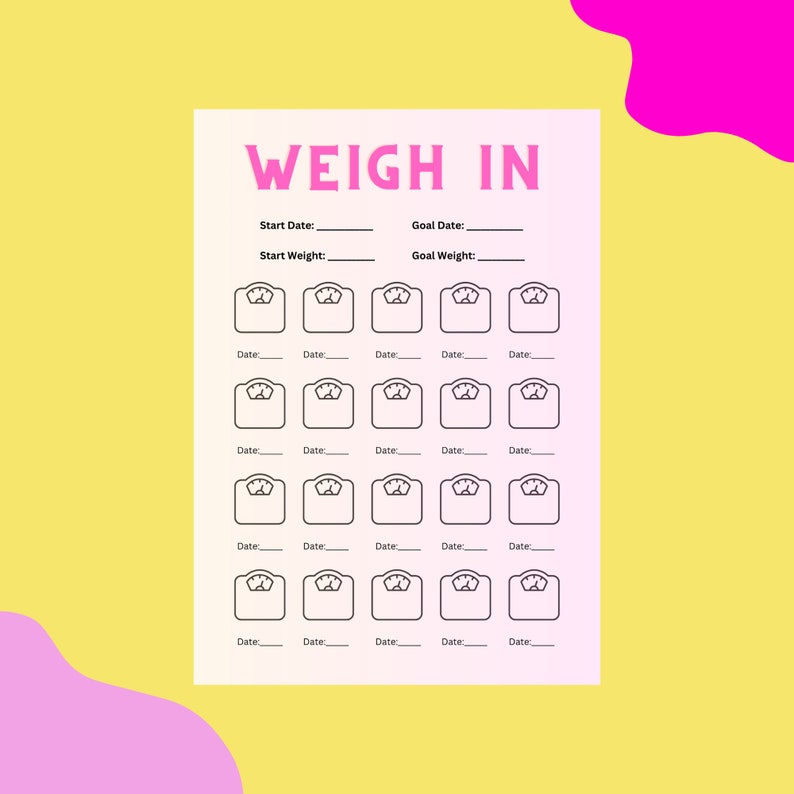 Weigh in A5 Journal Page Printable Tracker Health Tracker Workout ...