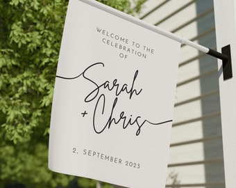 Custom Ornate Wedding Flag. Customized Names and Dates Flag. Minimalist ...