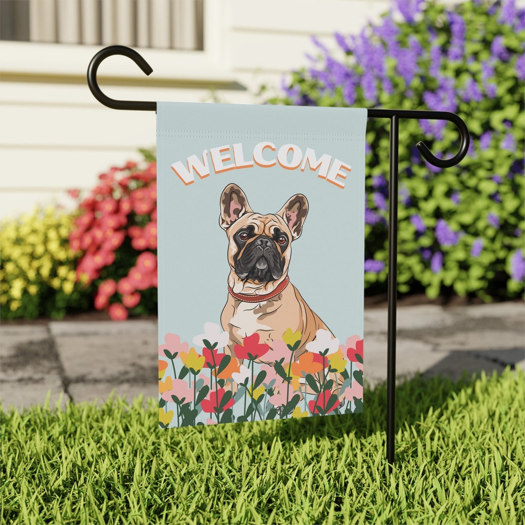 French Bulldog Welcome Garden Flag | Dog Mom Gift, Front Porch Decor - Etsy