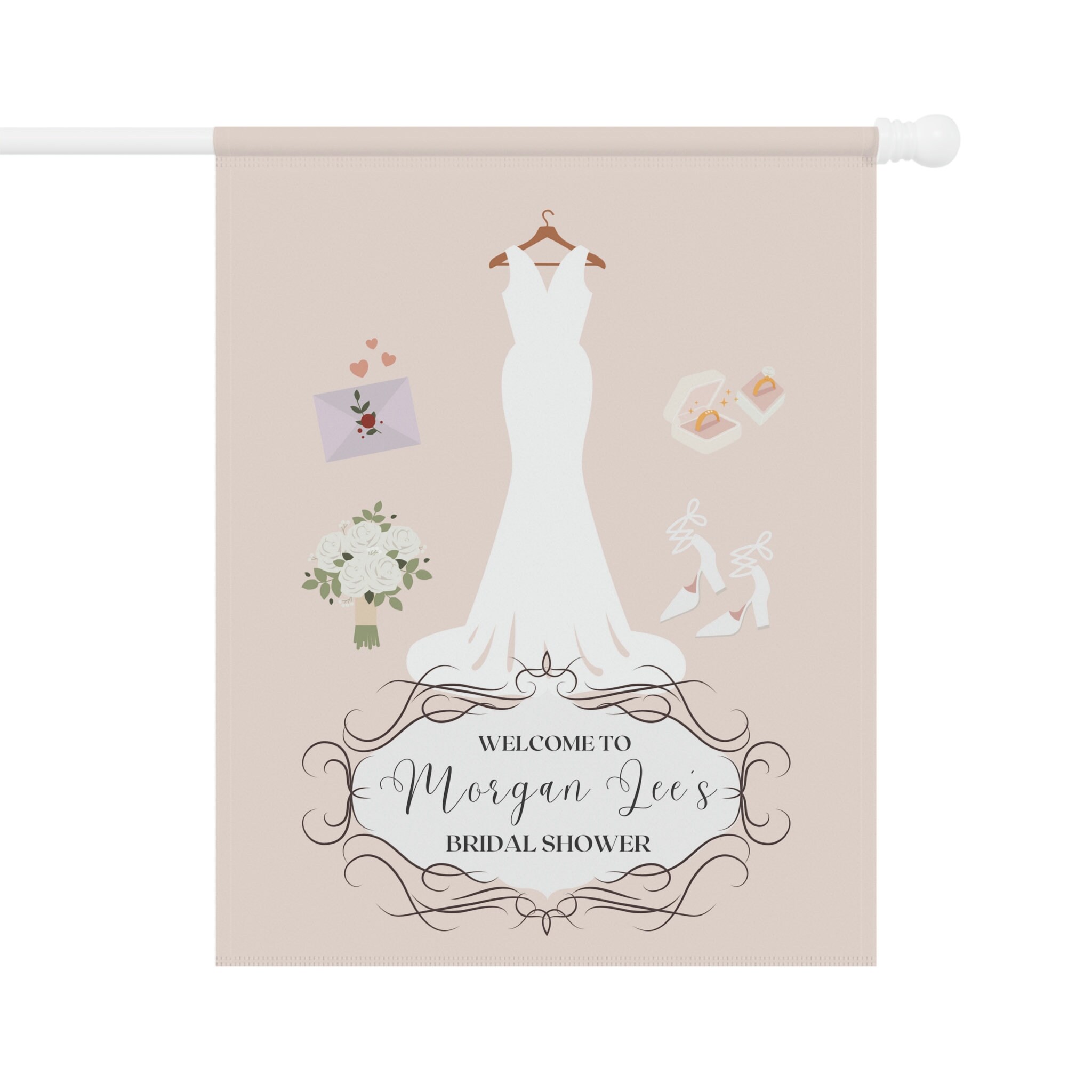 Customizable Bridal Shower Garden Flag | Elegant Wedding Gown Banner - Etsy