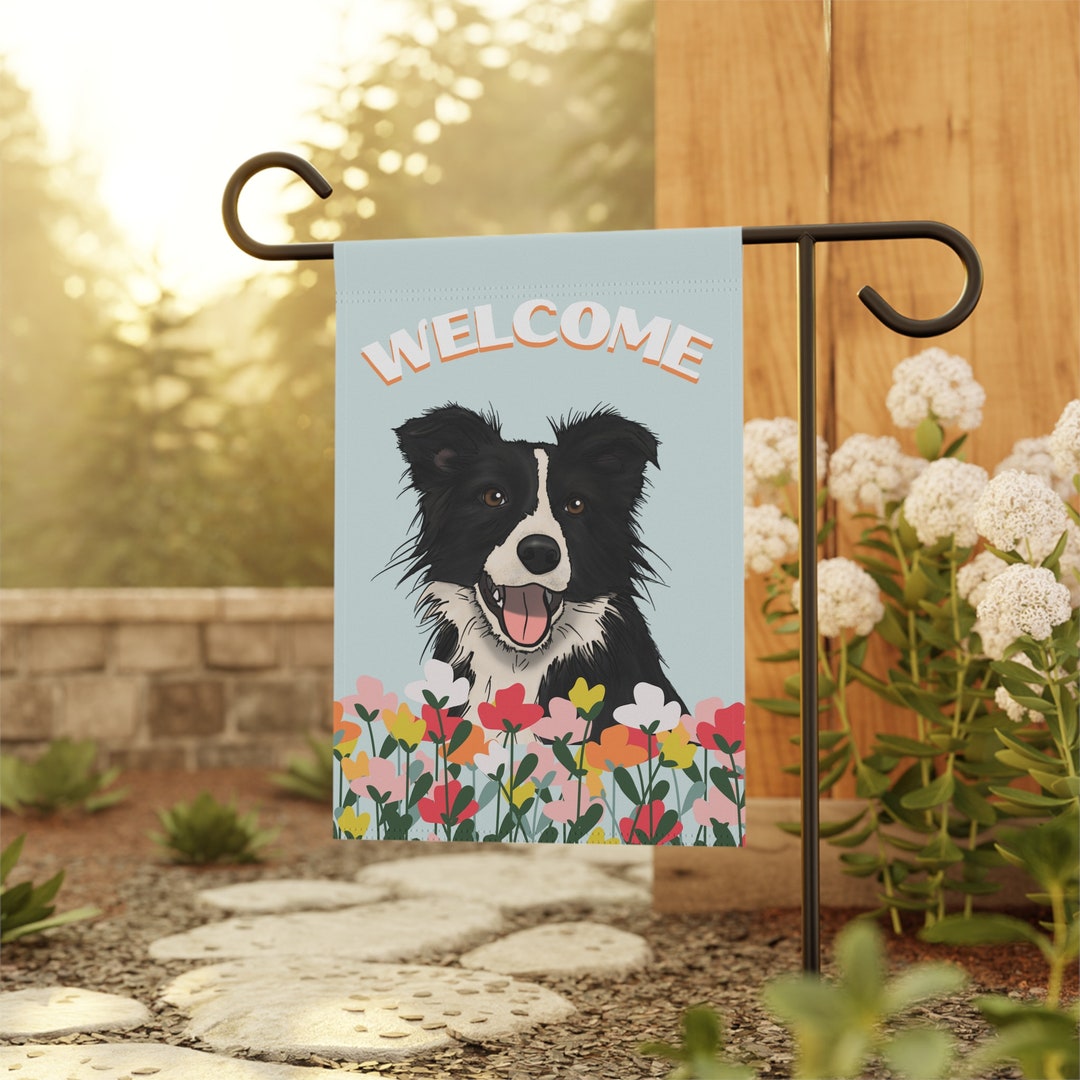 Border Collie Welcome Flag | Gift for Mom's Garden | Dog Mom Gift ...