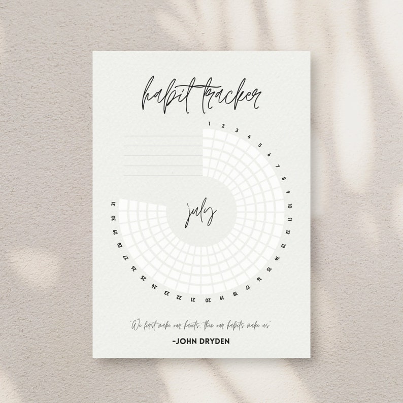 Printable Circle Daily Habit Tracker PDF July - Etsy