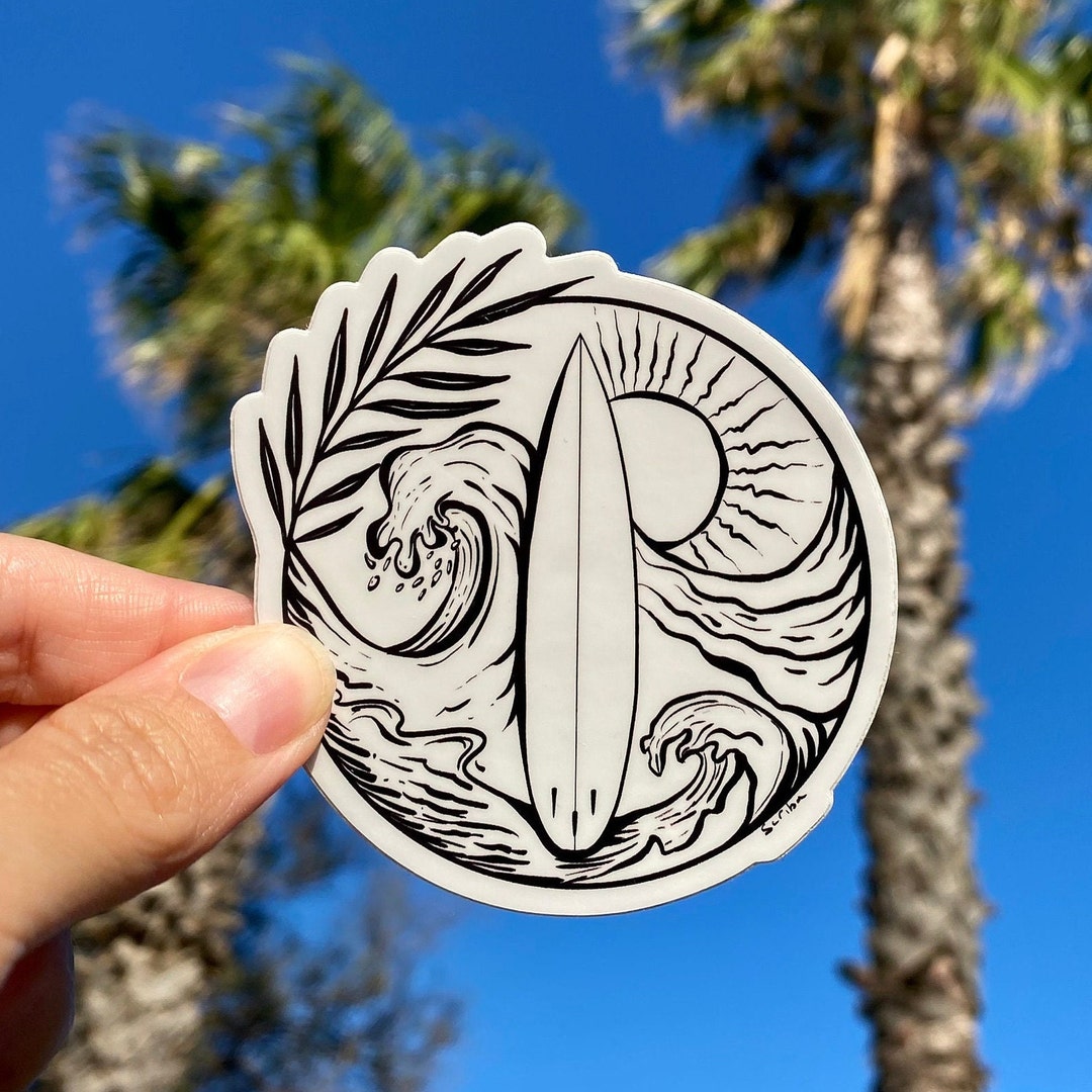 Sun Waves and Surf Vinyl Sticker// Weatherproof and Dishwasher Safe ...