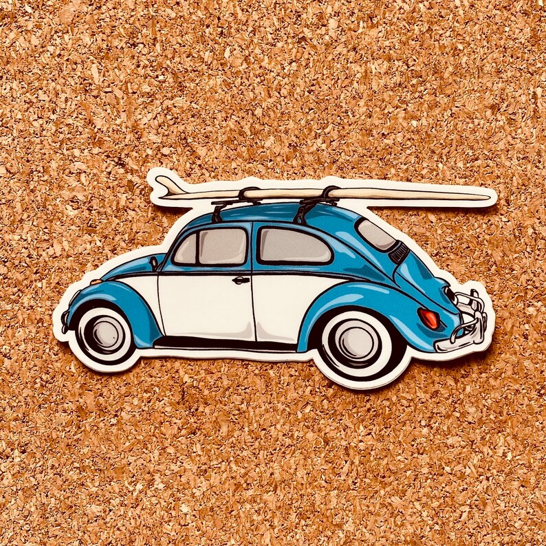 Surf Beetle Vinyl Sticker // Weatherproof and Dishwasher Safe Vinyl ...