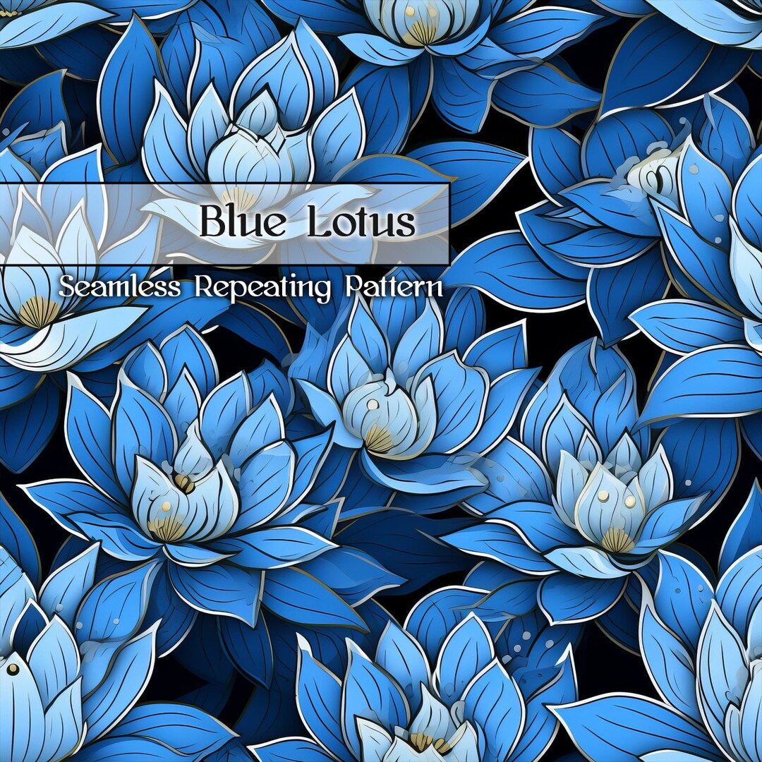 Blue Lotus Flower Seamless Repeating Pattern Fabric Printing - Etsy