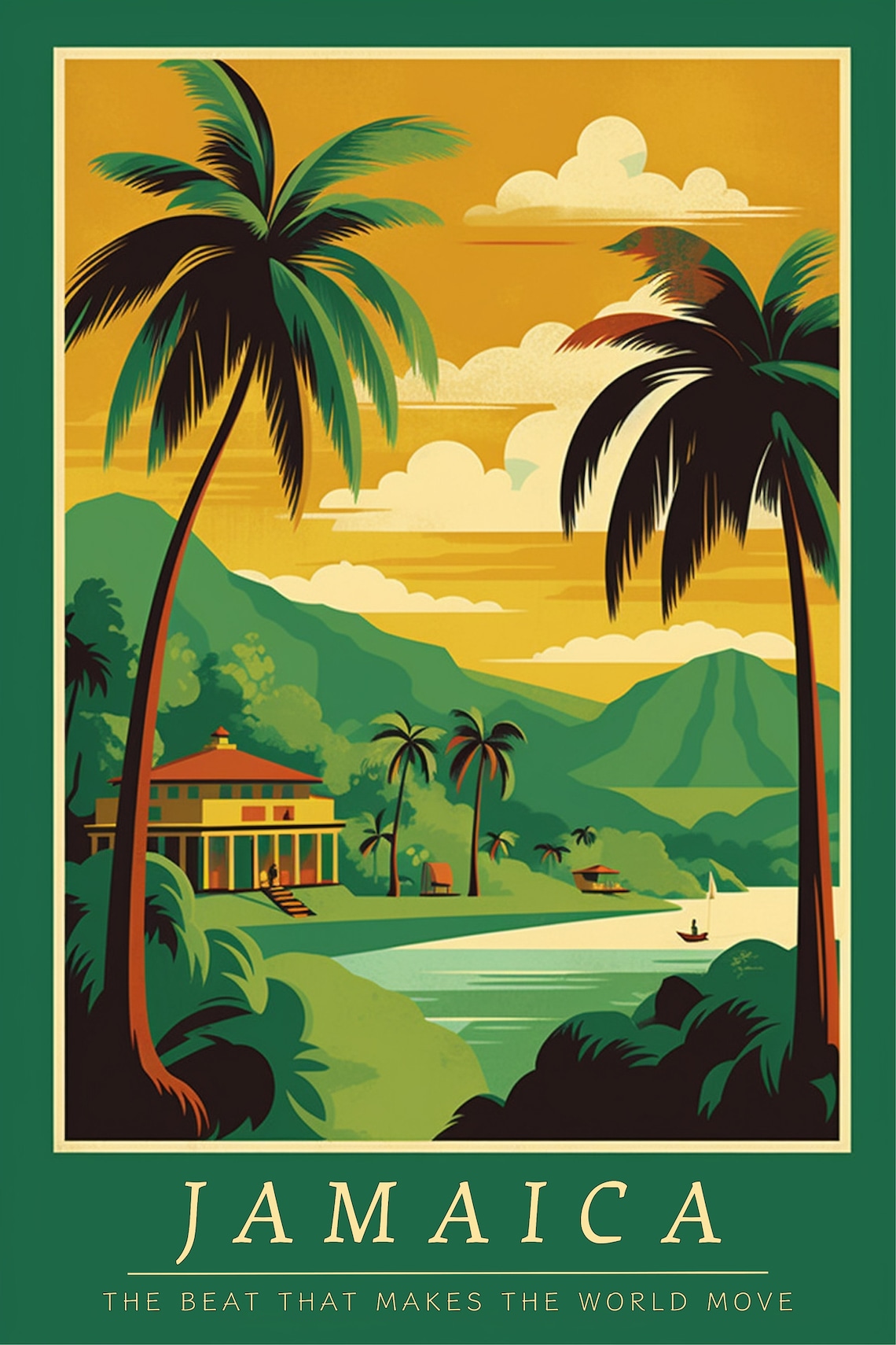Retro Jamaica Poster Print Wall Art Printable Digital Download - Etsy