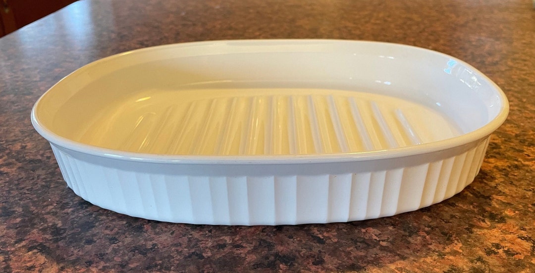 Corning Ware French White Stoneware Open Roaster, Oblong / Oval Serving ...