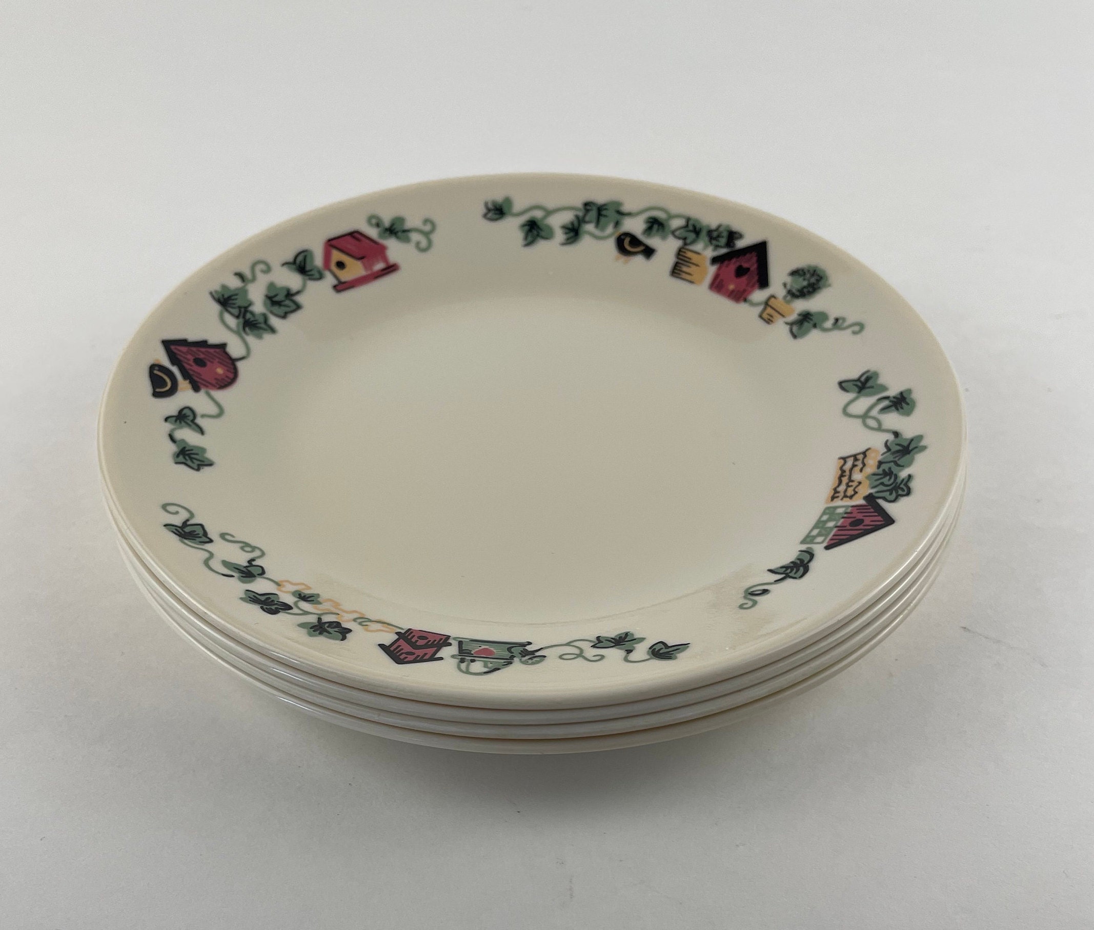 Corning Corelle Garden Home / Bird House Pattern Dinner, Salad Plates ...