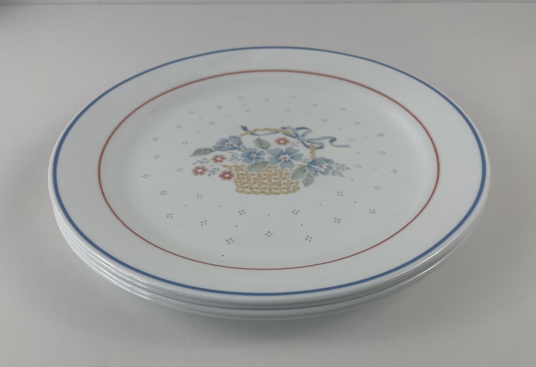 Set of 4 Dinner Plates in Vintage Corelle Country Cornflower Pattern ...