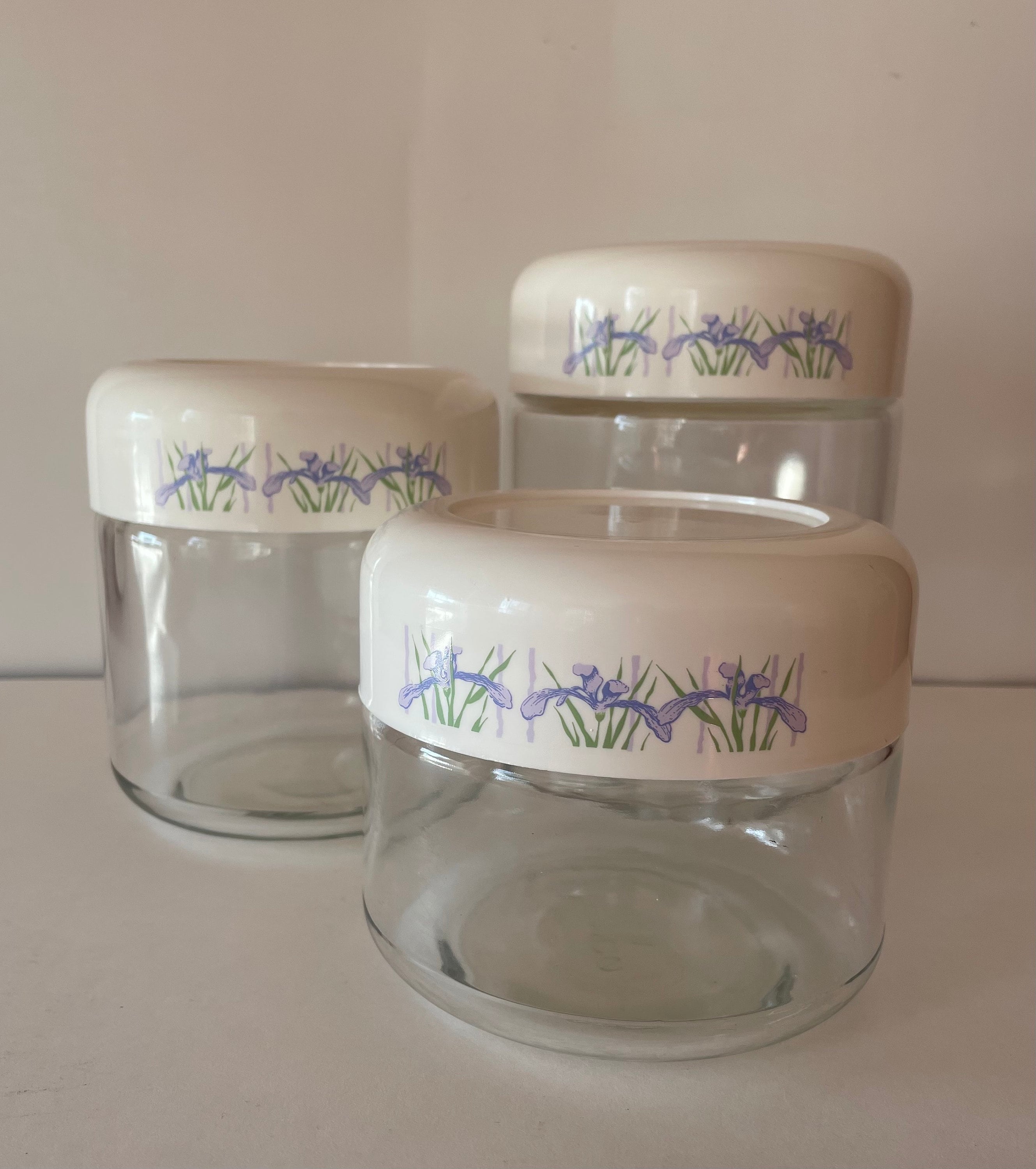 Gemco Glass Containers / Canisters in Shadow Iris Discontinued Pattern ...