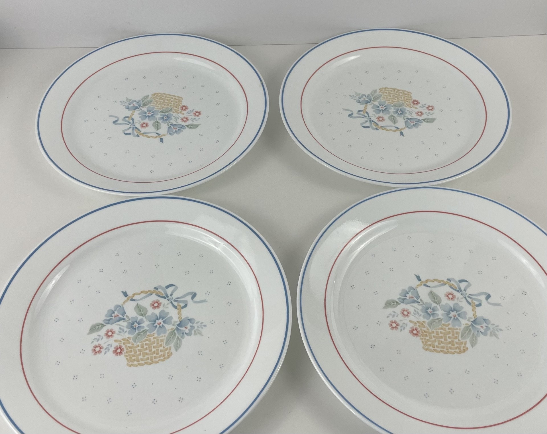 Set of 4 Dinner Plates in Vintage Corelle Country Cornflower Pattern ...