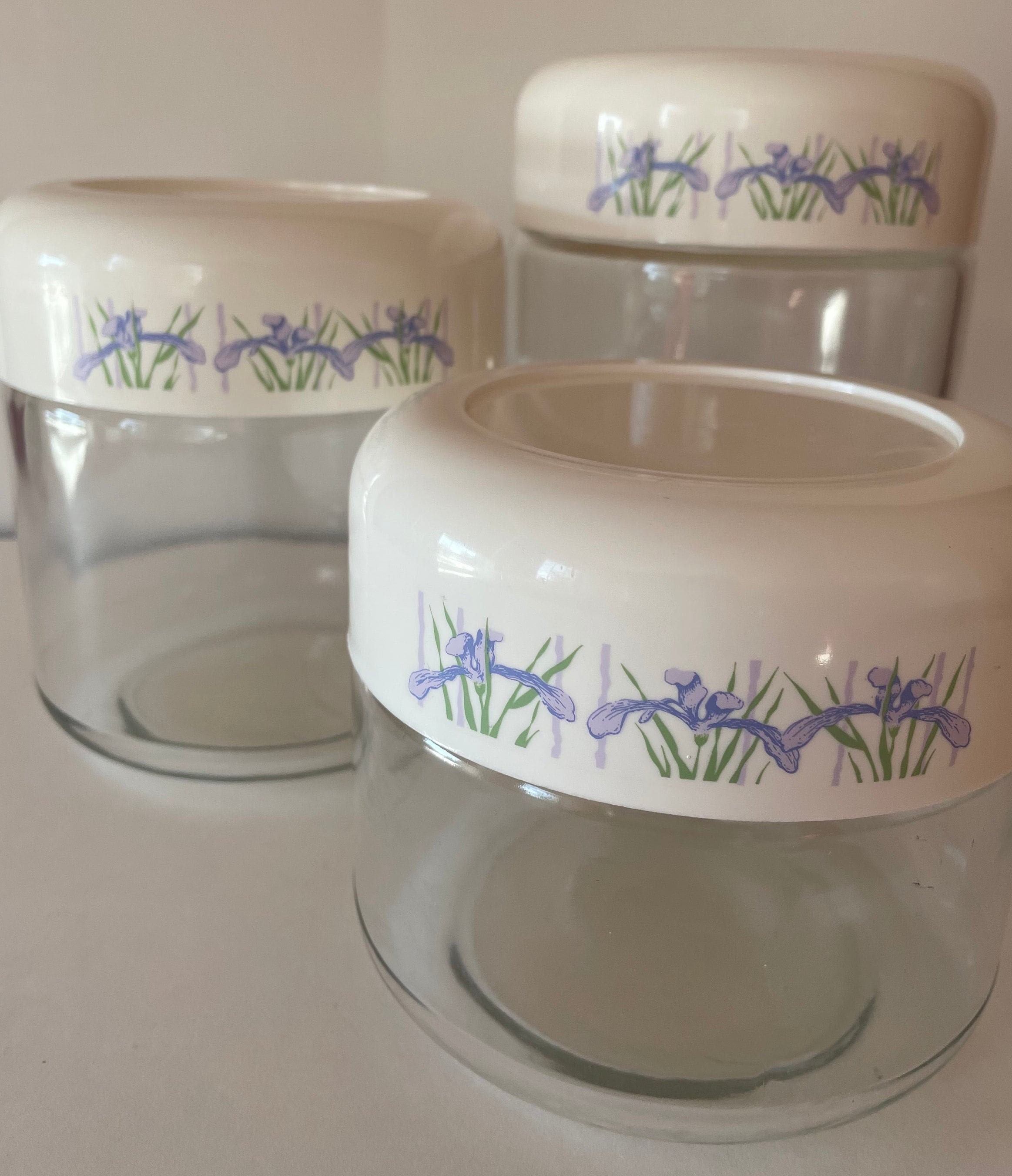 Gemco Glass Containers / Canisters in Shadow Iris Discontinued Pattern ...