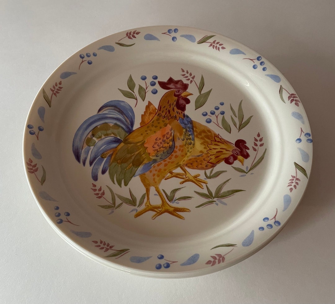 Set of 4 Corelle Country Morning 10.25 Dinner Plates in Beige Base ...