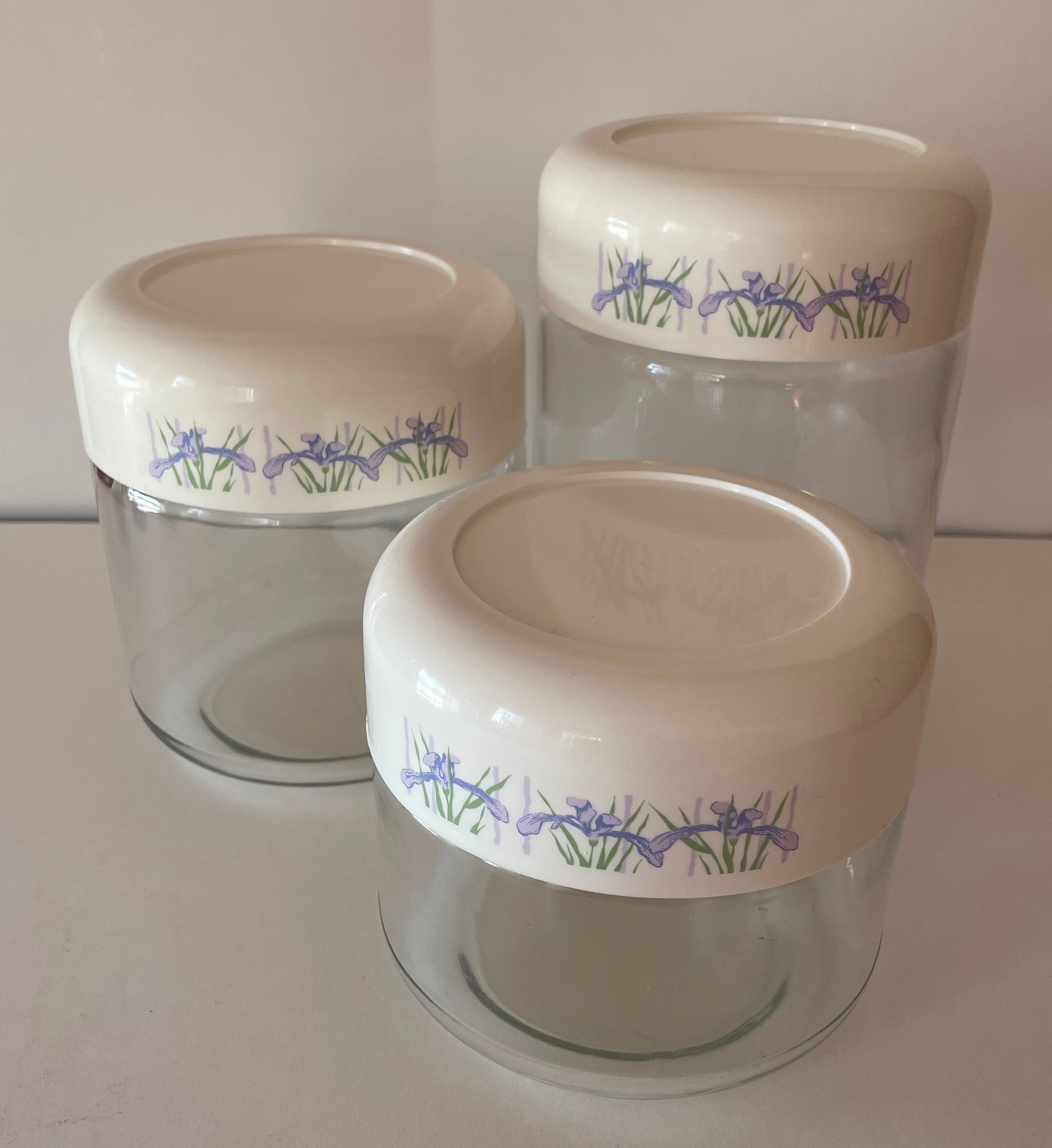 Gemco Glass Containers / Canisters in Shadow Iris Discontinued Pattern ...