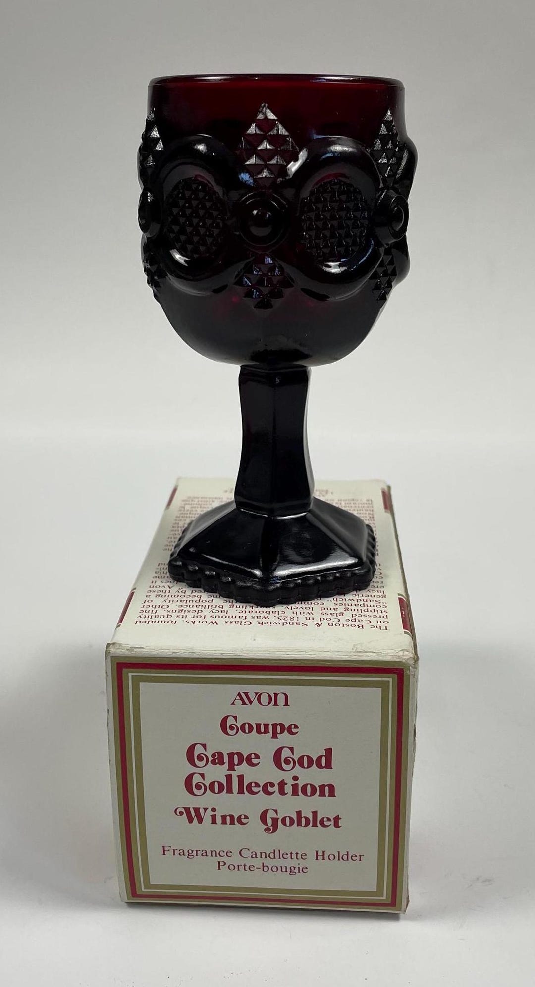 AVON Cape Cod Ruby Red Stemware, Sherry or Wine Goblet, Pressed Glass ...