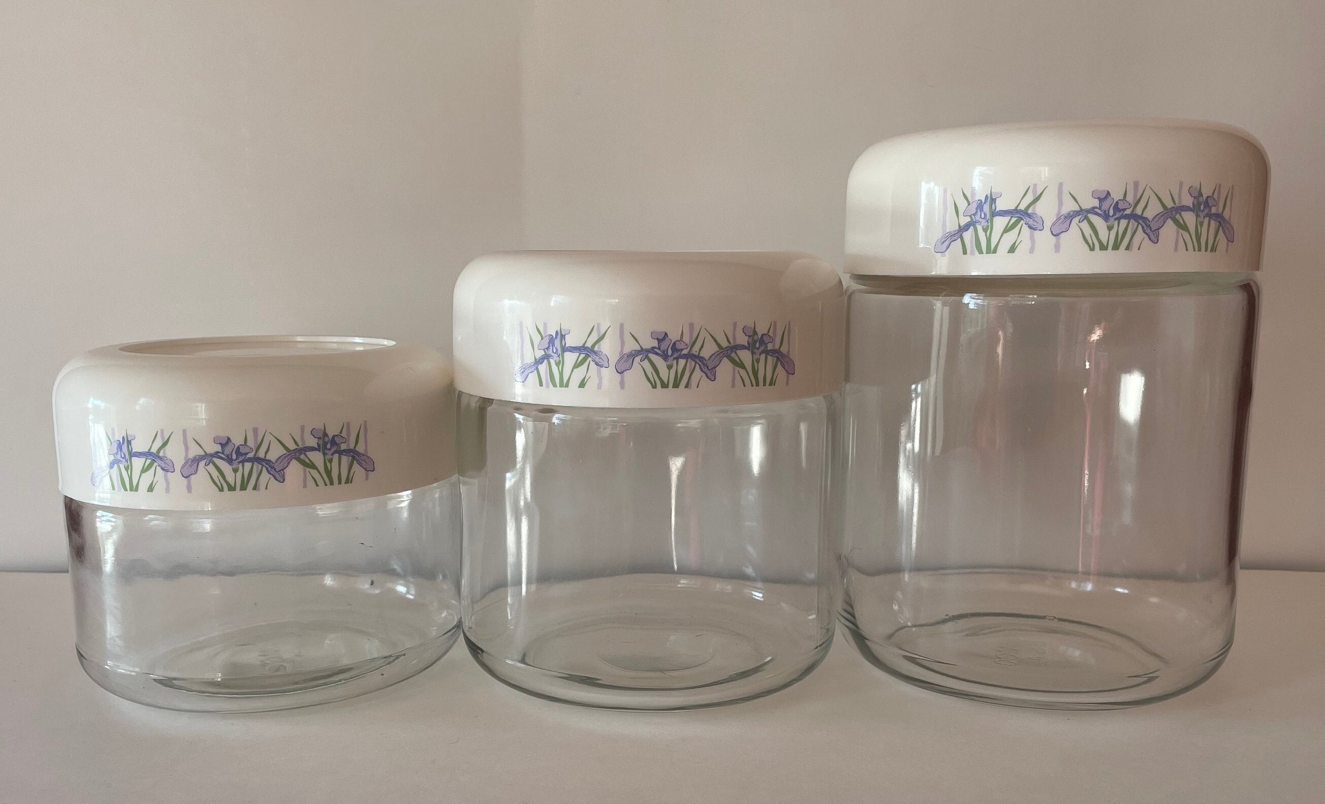 Gemco Glass Containers / Canisters in Shadow Iris Discontinued Pattern ...