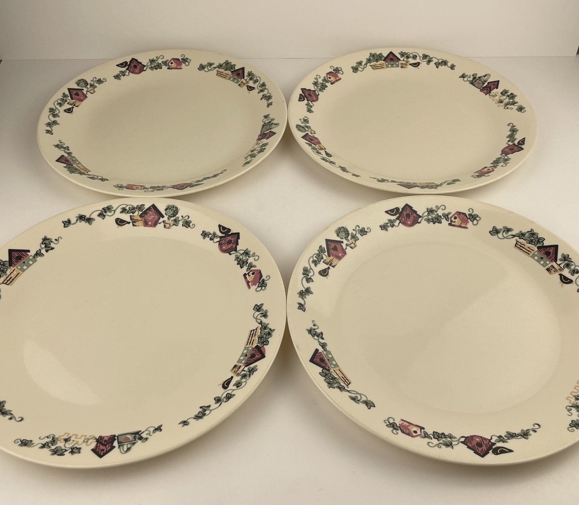 Corning Corelle Garden Home / Bird House Pattern Dinner, Salad Plates ...