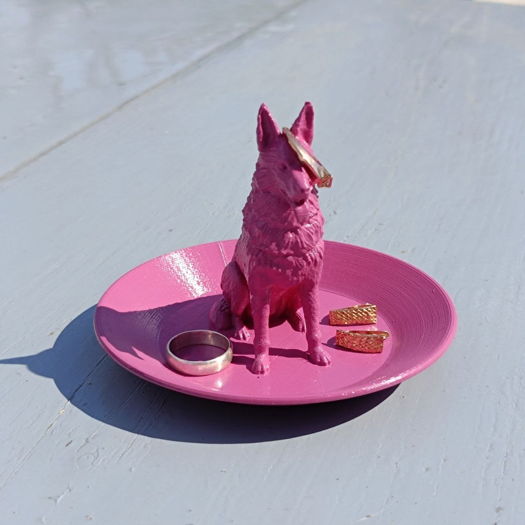German Shepherd Dog Ring Trinket Dish Tray Geisha Violet , Wedding Ring ...