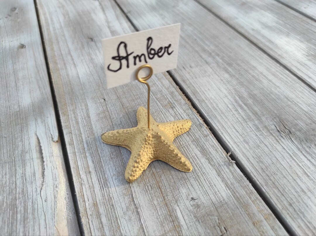 Place Card Holders, Beach Wedding Table Decor, Gold Name Card Holders ...