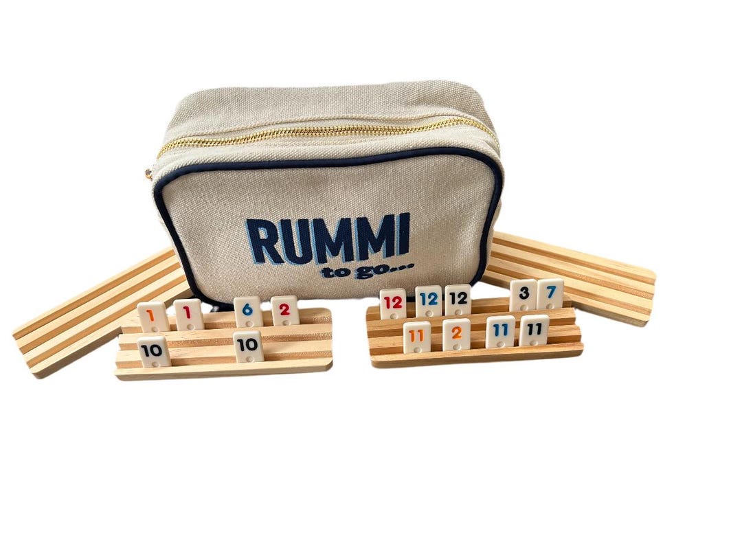 Mini Rummi Kub Travel Set . Canvas Bag, 160 Rummi Kub Game Tiles and 4 ...