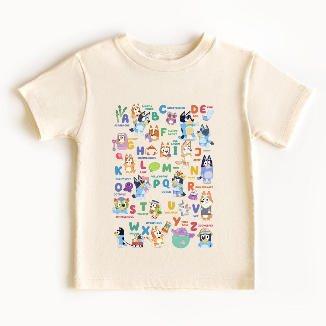 Blue Dog Alphabet Kids T-shirt | Educational Toddler Tee - Etsy