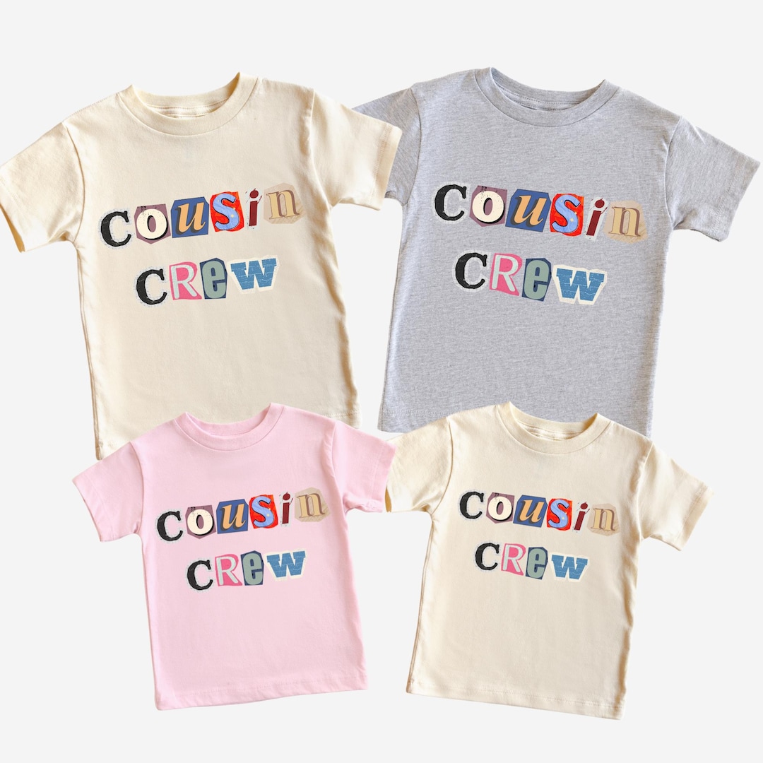 Cousin Crew Cutout Letter Kids T-shirt | Colorful Matching Cousins Tee ...