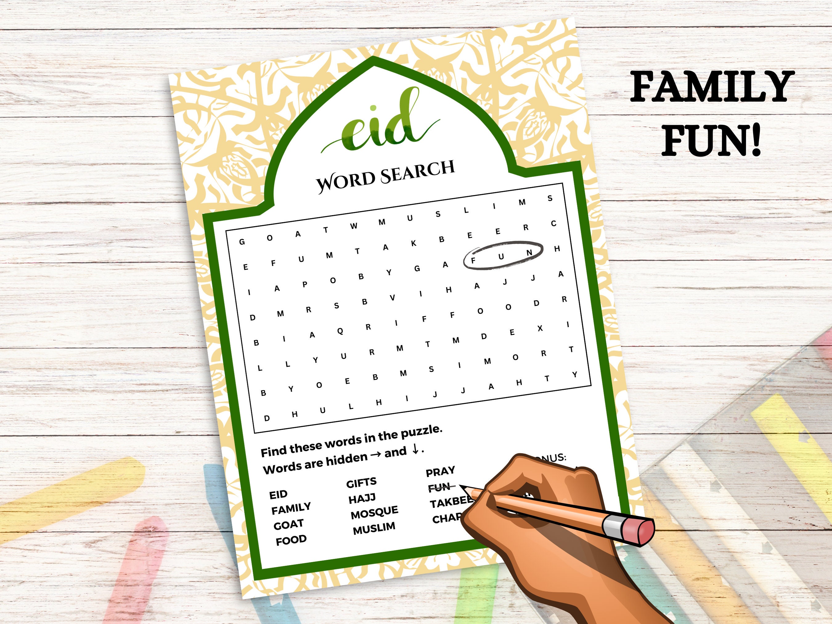 Eid Al-adha Word Search Printable Eid Word Search Eid Games Eid Games ...